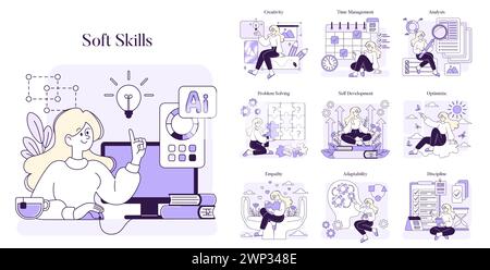 Soft Skills set. Portrayal of essential interpersonal abilities ...