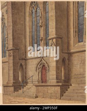 This depiction shows the lateral facade of St. Peter's Cathedral in ...