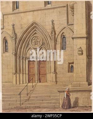This depiction shows the lateral facade of St. Peter's Cathedral in ...