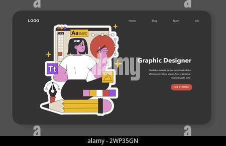 Innovative Graphic Designer. A focused professional sketches out bold ...