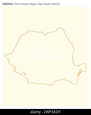 Romania plain country map. High details. Solid style. Shape of Romania ...