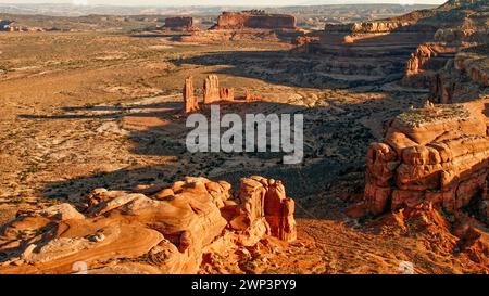 Aerial view of Determination Towers near Moab, Utah Stock Photo - Alamy