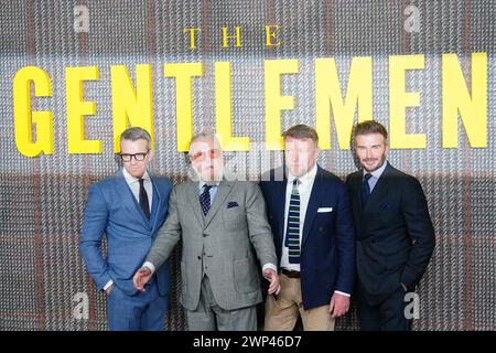 Guy Ritchie and David Beckham attending the premiere of Netflix series The Gentlemen at the ...