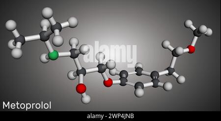 Metoprolol drug molecule. It is used in the treatment of hypertension ...