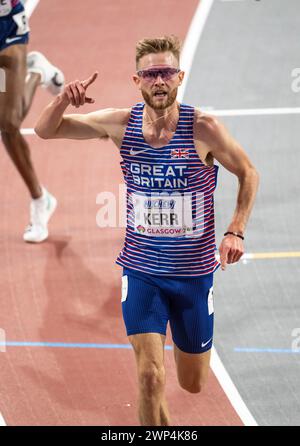 Josh Kerr celebrates winning the Men’s 5000m Final during day two of ...