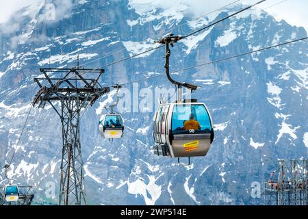 First Gondola Cable Car (Firstbahn) going up to the First mountain ...