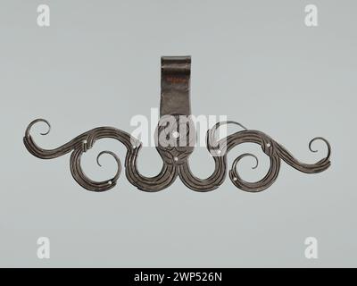 This antique hinge is a metalwork object used to connect doors or lids ...