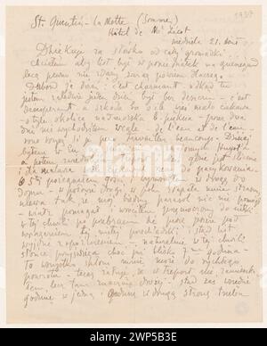 Letter sent by Tadeusz Makowski on 23 August 1917 to Maria ...