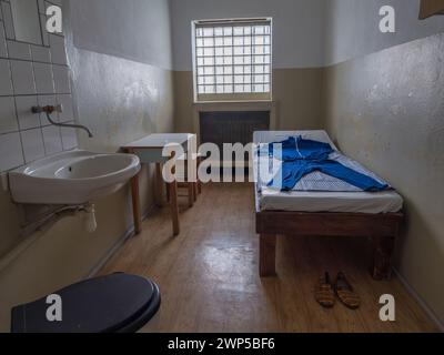 Inside a typical prison cell in the former Cold War Stasi prison ...