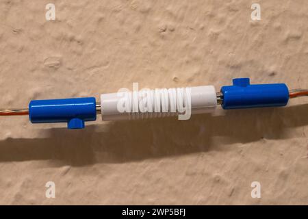 Wire on the walls for prison guards to pull in an emergency on the cell ...