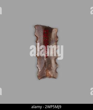 This ancient sickle blade is an agricultural tool demonstrating ...