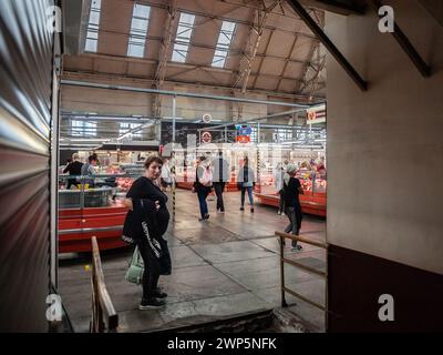 Butcher at Centraltirgus the main market Riga Latvia Stock Photo - Alamy