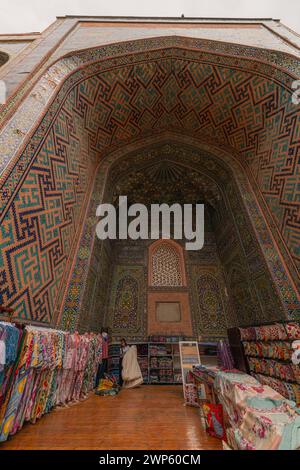 JUNE 23, 2023, SAMARQAND, UZBEKISTAN: Colorful exterior of tilya-kori ...