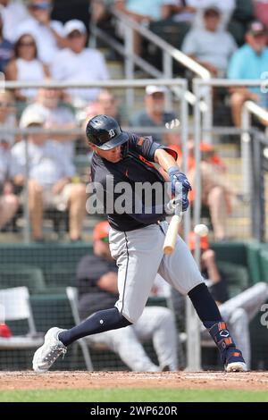 Detroit Tigers' Zach McKinstry, right, steals second base against ...