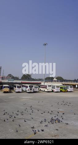 The interior of the local bus in Bangalore, is empty. Passenger ...