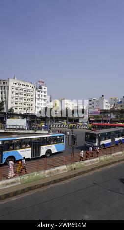 The interior of the local bus in Bangalore, is empty. Passenger ...