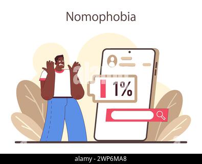 Digital detox. Character practicing mindfulness, reducing screen time ...