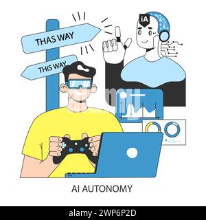AI ethics. Artificial intelligence autonomy. Complex neural network ...