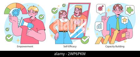 Empowerment set. Confident office employees, inclusive team ...