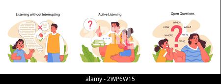 Active listening set. Children practice communication skills ...