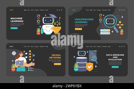 Machine Learning Set. Educational journey through AI, featuring ...