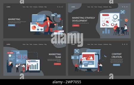 Marketing essentials set. Comprehensive stages of marketing workflow ...