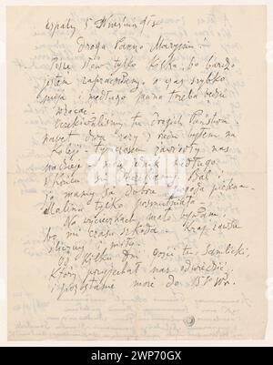 Letter to Maria Mickiewiczówna [with a note by Marcin Samlicki ...