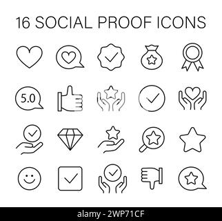Customer satisfaction linear icons set. Feedback, Loyalty, Complaints ...
