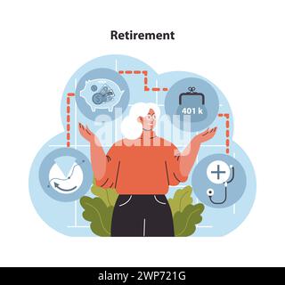 Joyful senior lady navigates her retirement options. Savings, 401k plan ...