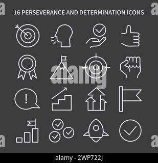 Perseverance and Determination icon set. A collection of symbols ...