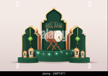 Islamic display decoration composition with 3d realisic traditional ...