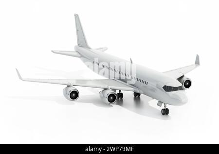 Generic modern passenger airplane isolated on white background. 3D ...