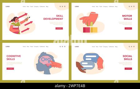 Skill Development set. Illustrating the journey of learning from motor ...
