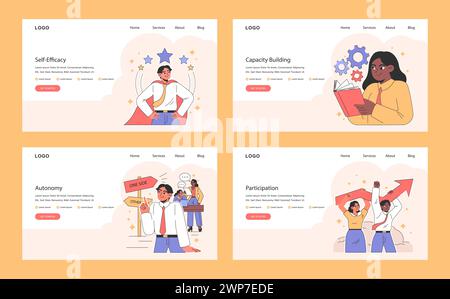 Empowerment set. Confident office employees, inclusive team ...