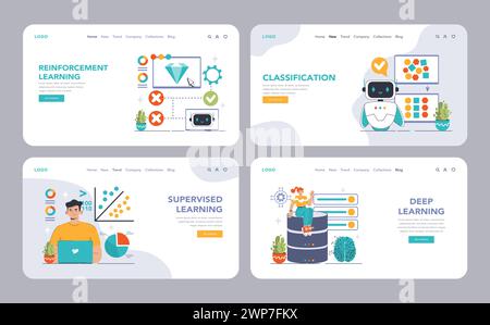 Machine Learning Set. Educational journey through AI, featuring ...