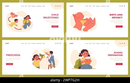 Child milestones set. Journey from childhood to teenage years ...