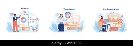 SMART goals set. Professionals monitor targets. Analyzing objectives ...