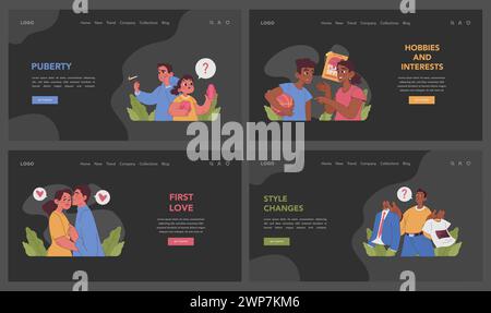 Adolescent Development concept. Illustration of teenage growth stages ...