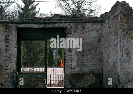 LVIV, UKRAINE - MARCH 5, 2024 - The Shukhevych Museum lies in ruins as ...