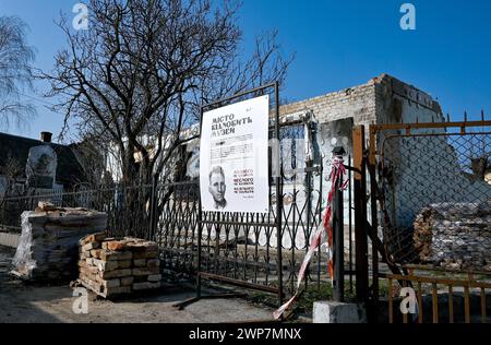 LVIV, UKRAINE - MARCH 5, 2024 - The Shukhevych Museum lies in ruins as ...