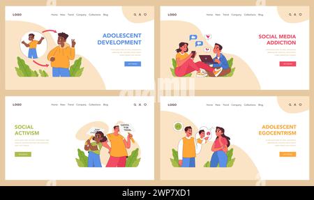 Adolescent Development concept. Illustration of teenage growth stages ...
