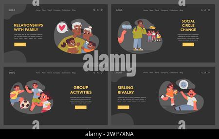 Children's Relationships set. Showcasing friendship, family bonds ...