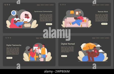 Digital Teamworks concept. Diverse virtual collaboration and management ...