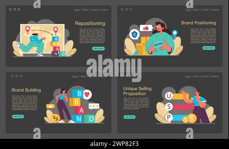 Brand Positioning set. Demonstrates strategies for target audience and ...