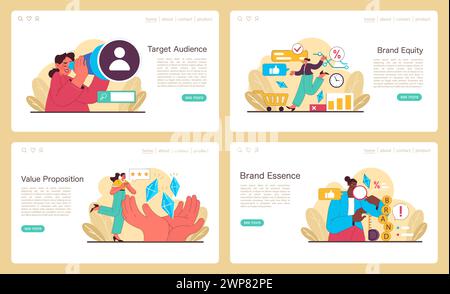 Brand Positioning set. Demonstrates strategies for target audience and ...