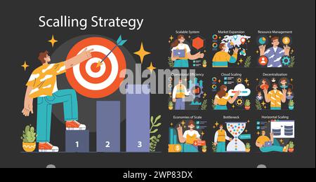 Scaling Strategy concept. Steps to successful business growth ...