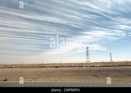 Big Transmission Electrical Post in Desert Stock Photo - Alamy