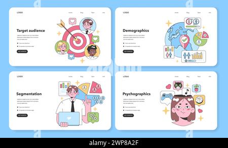 Audience segmentation and analysis set vector illustration. Cartoon ...