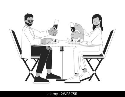 Married couple eating dinner 2D linear cartoon characters Stock Vector ...