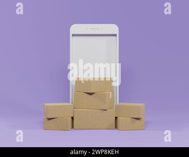 Realistic cardboard box mockup set from side, front view open and ...